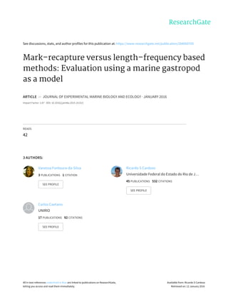 Markrecapture versus-lengthfrequency-based-methods-evaluation-using-a-marine-gastropod-as-a ...
