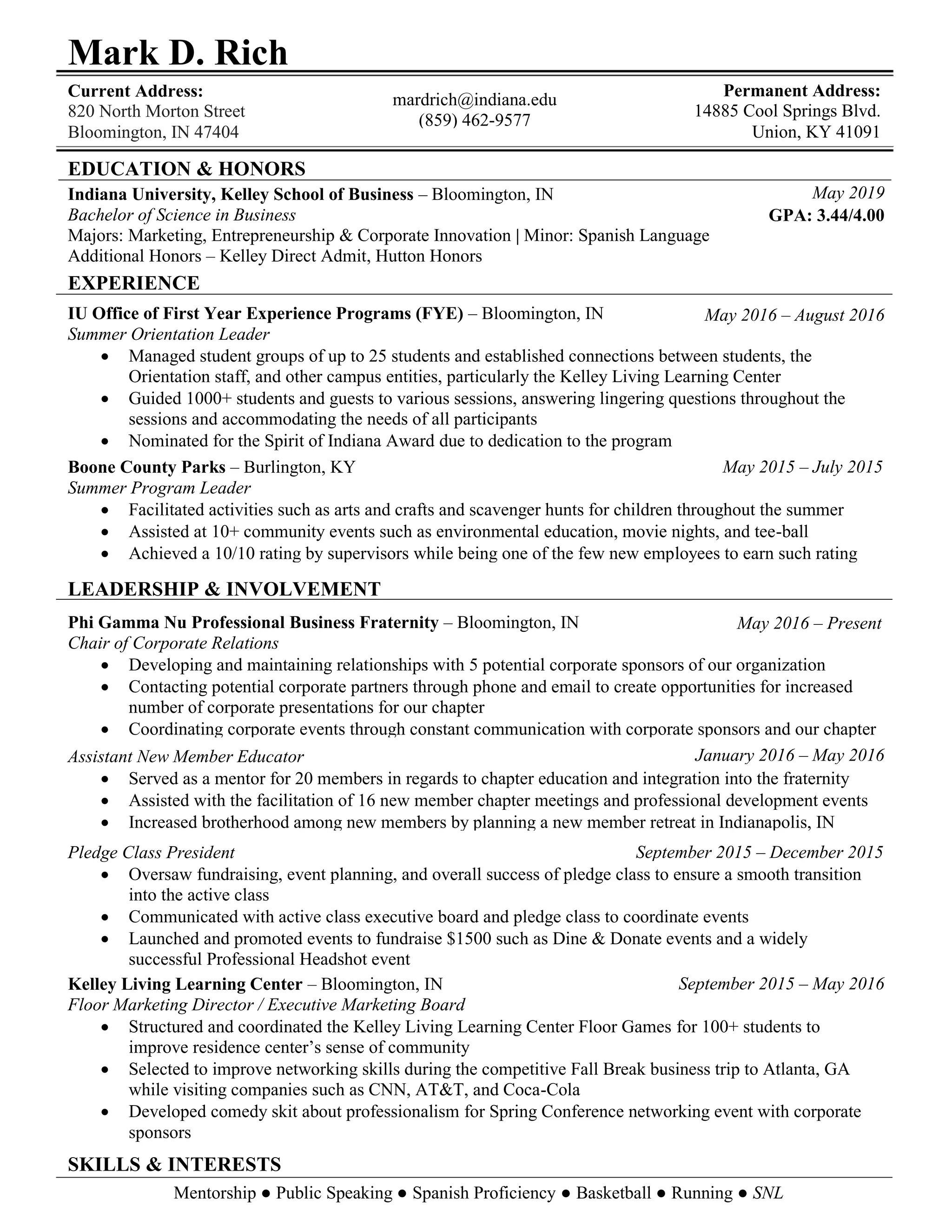 Mark Rich Resume Fall 2016 | PDF