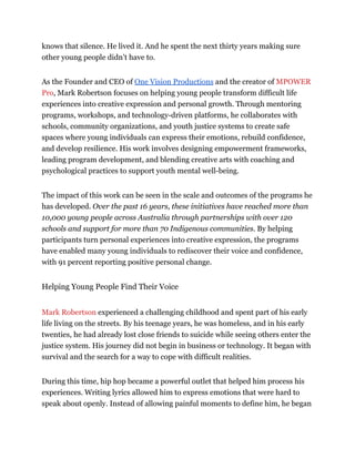 Mark Robertson_ Helping Young People Find Their Voice and Confidence ...