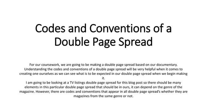 codes and conventions of a Double Page Spread | PPTX