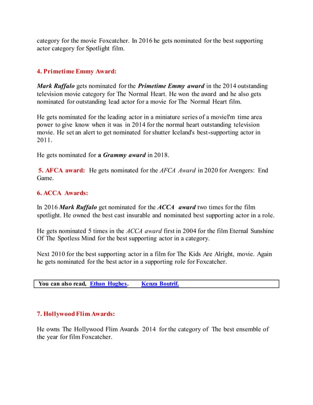 Mark Ruffalo | Biography, Upcoming Movies, Net Worth | PDF