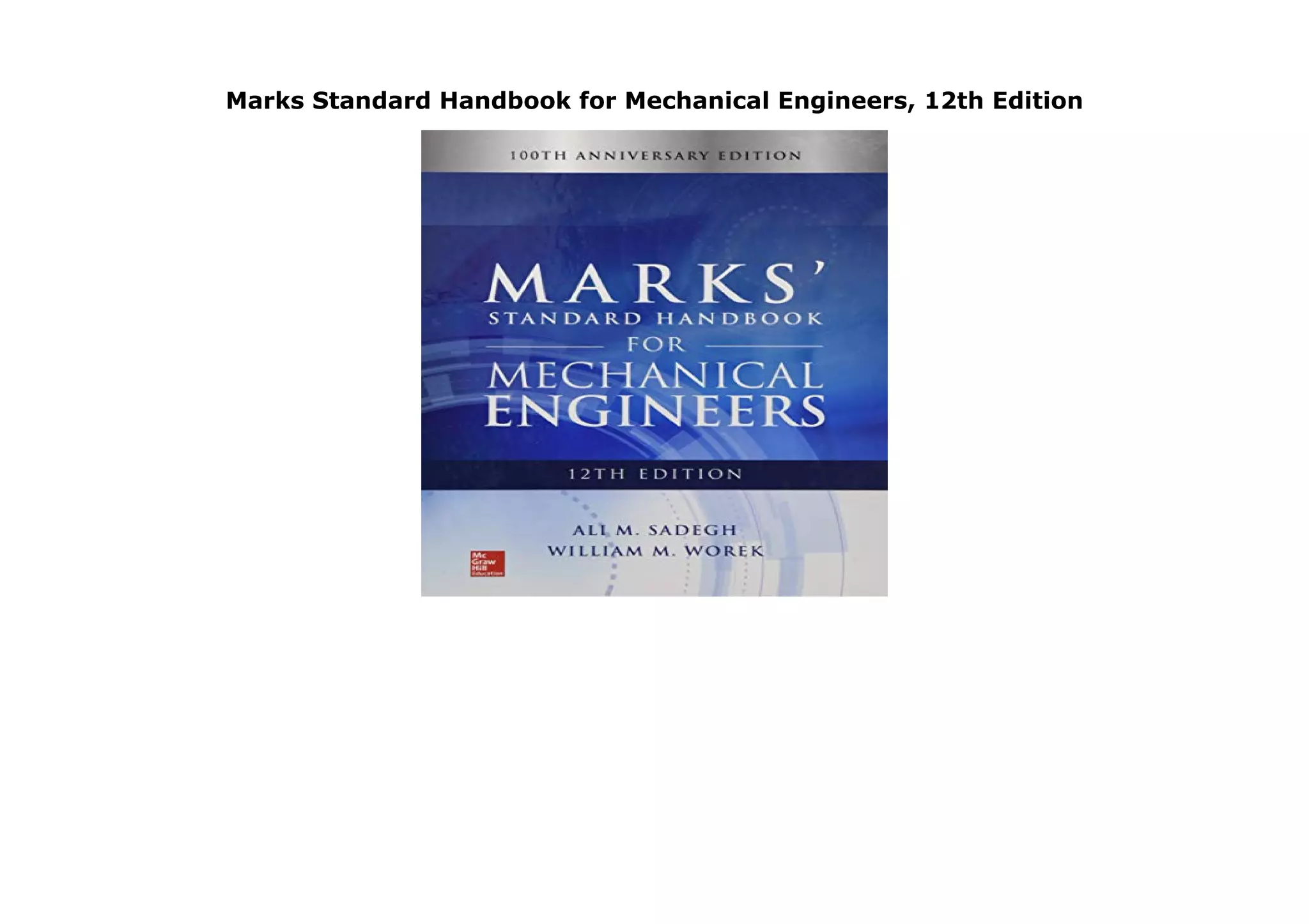 Marks Standard Handbook for Mechanical Engineers, 12th Edition | PDF