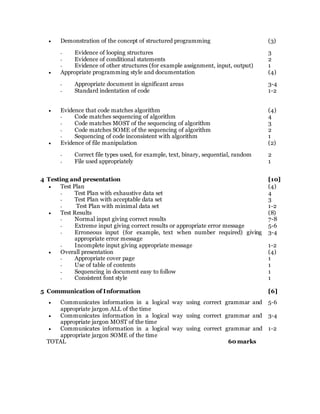 computer science CAPE Mark scheme | DOCX