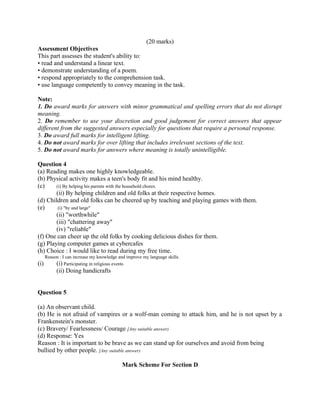 FORM 2 english mid term exam paper 2017 answer scheme | DOC