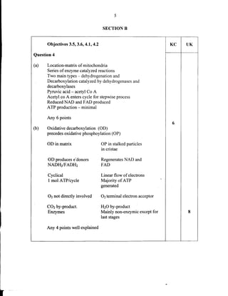 Mark scheme for specimen paper 2001 | PDF
