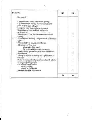 Mark scheme for specimen paper 2001 | PDF
