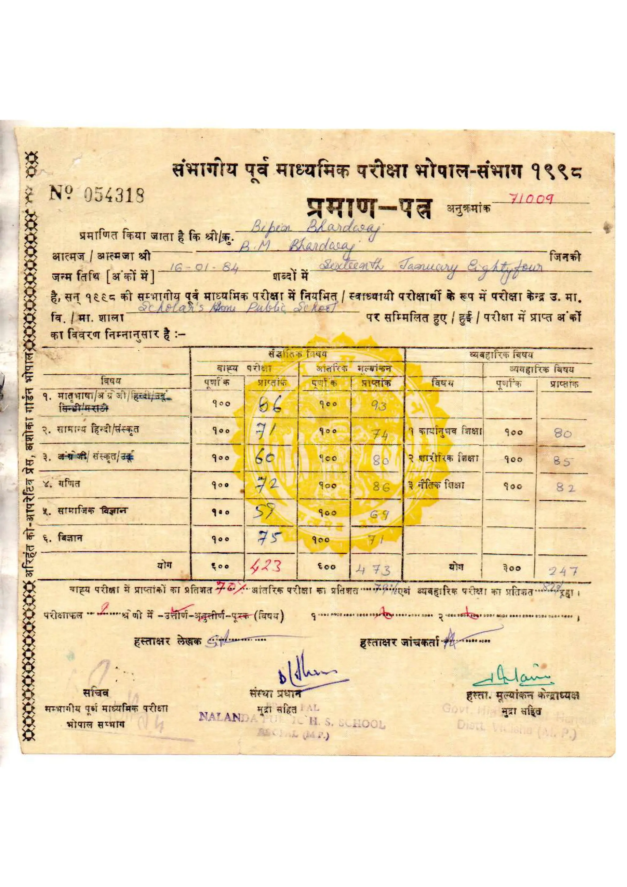 Marksheet_8 Class MP Board_Bipin Bhardwaj.pdf