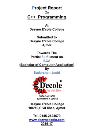 Sudarshan Joshi , BCA Third Year | PDF