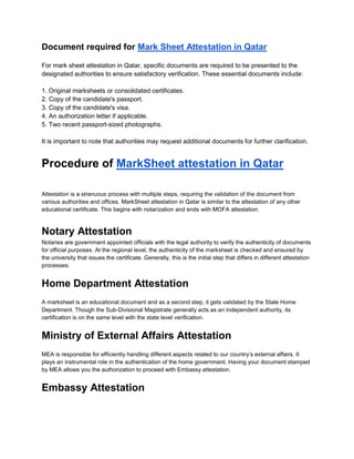 Marksheet Attestation in Qatar best services.docx