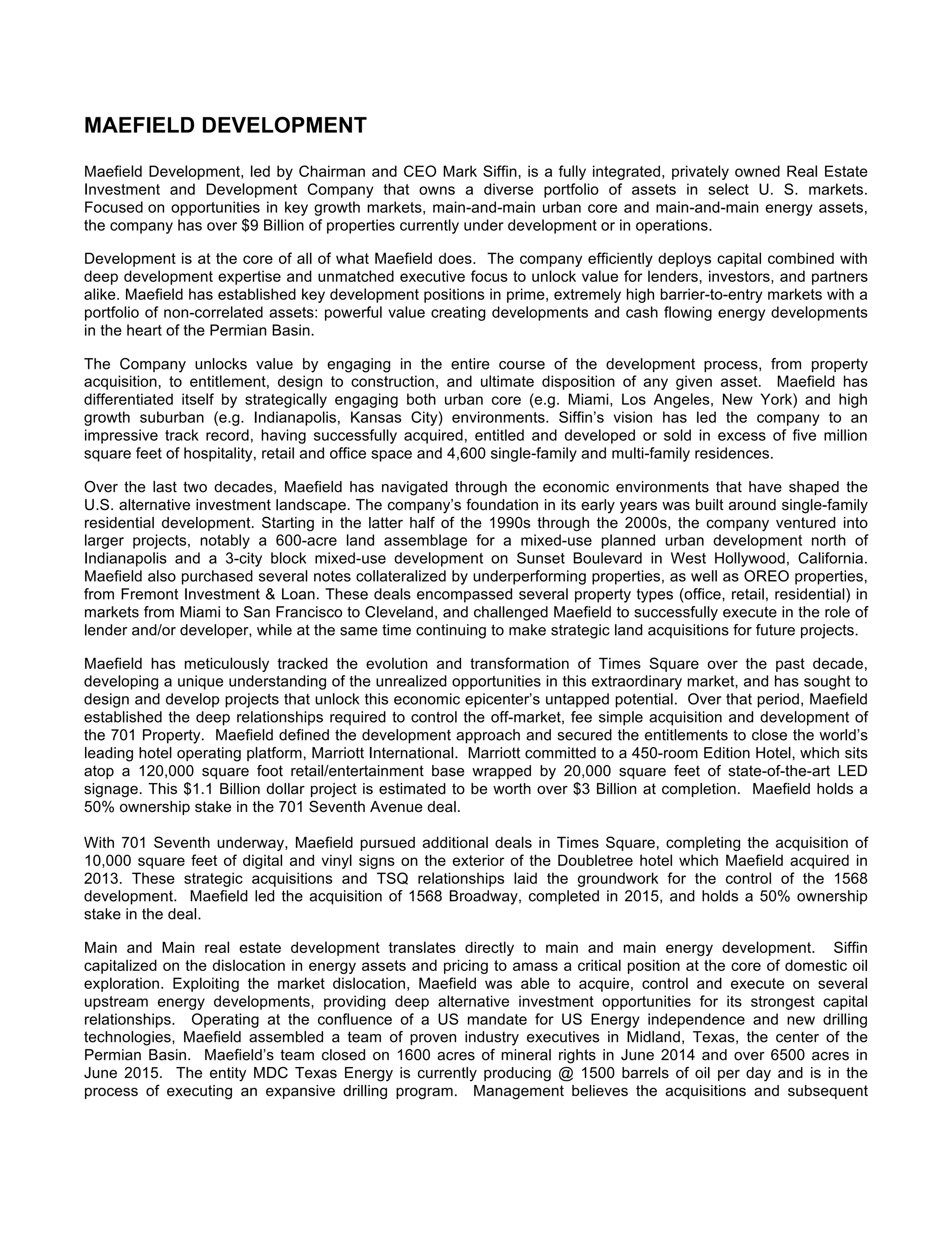 Mark Siffin New York Bio | PDF