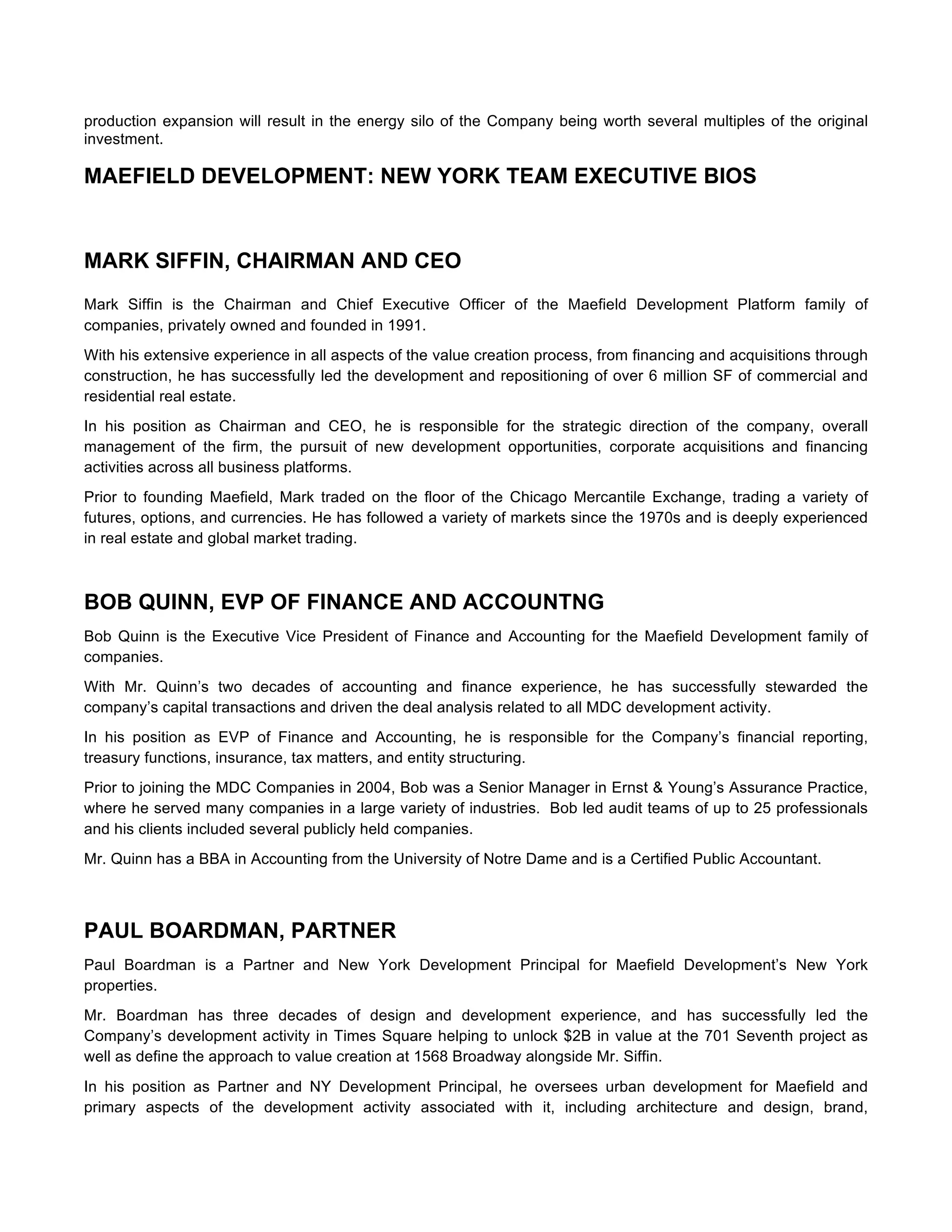 Mark Siffin New York Bio | PDF