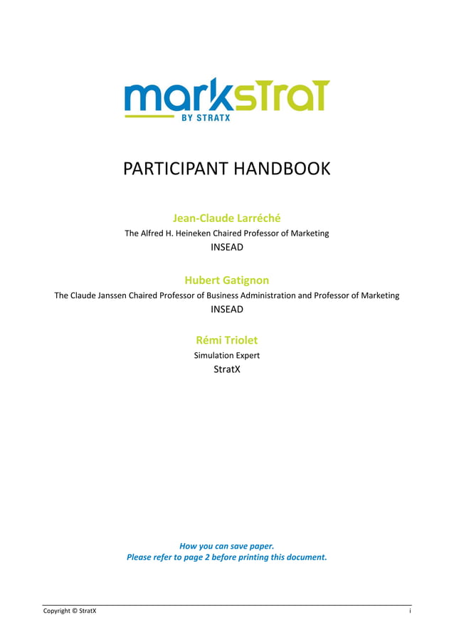 Markstrat web participant-handbook-chap 1 a 3 | PDF | Business ...