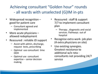 7 Day Consultant Ward rounds for medical emergency admissions | PPT