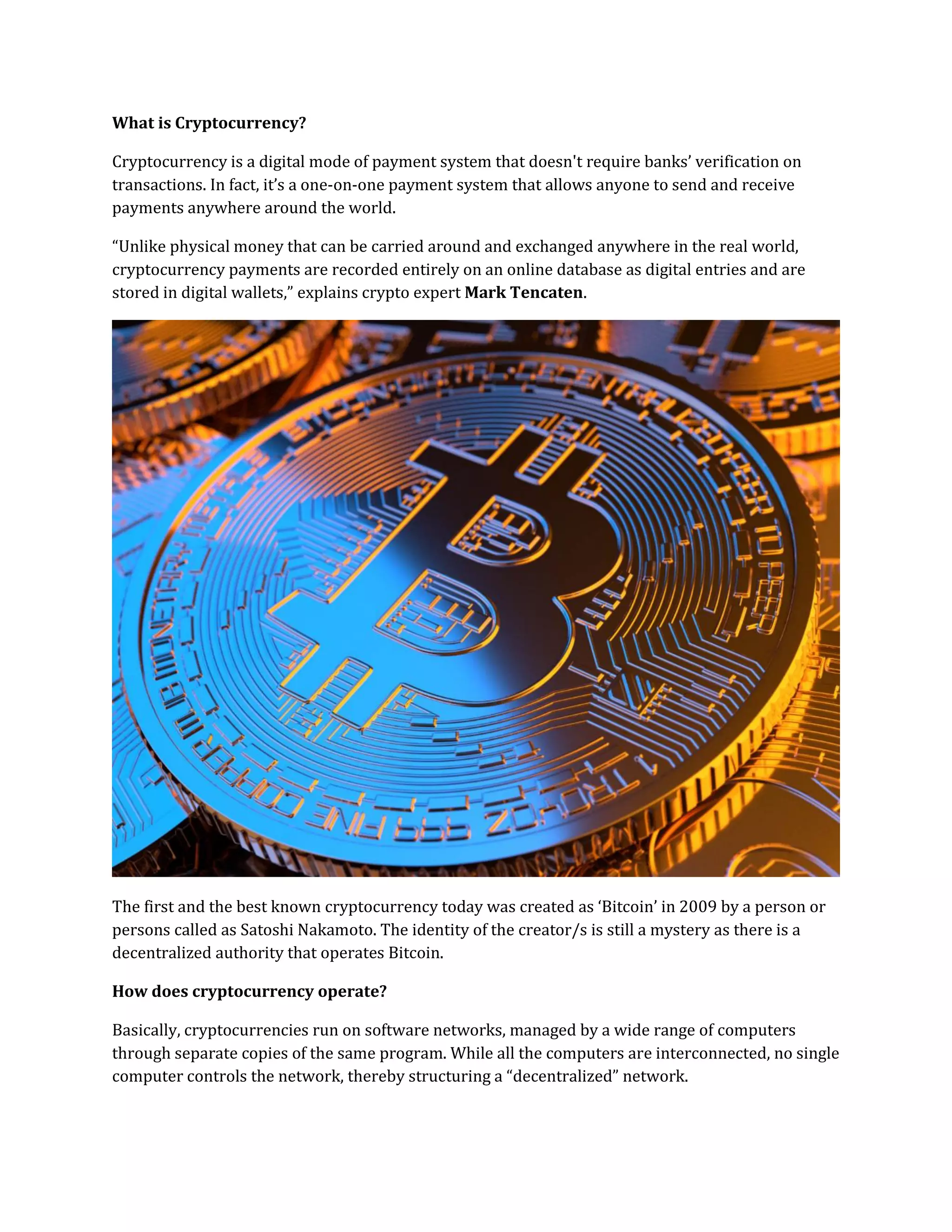 Mark Tencaten | Things You Should Know About Cryptocurrency before Investing | PDF