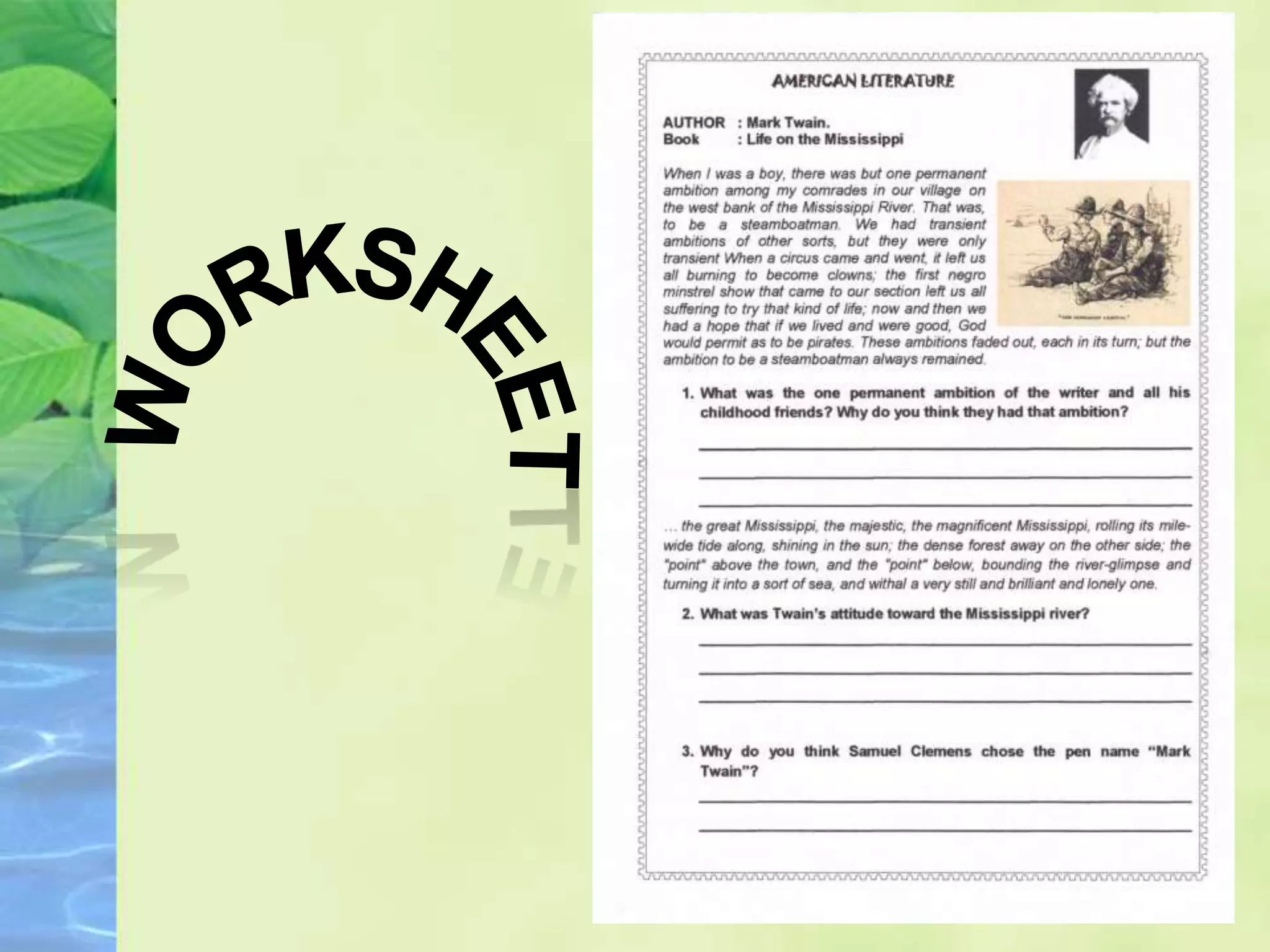 American Literature - Mark Twain | PPT