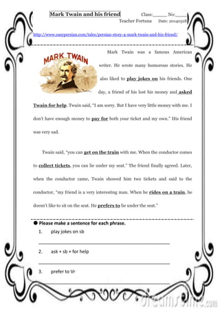 Mark twain and his friend | PDF
