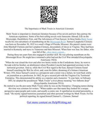 Mark Twain Essay | PDF