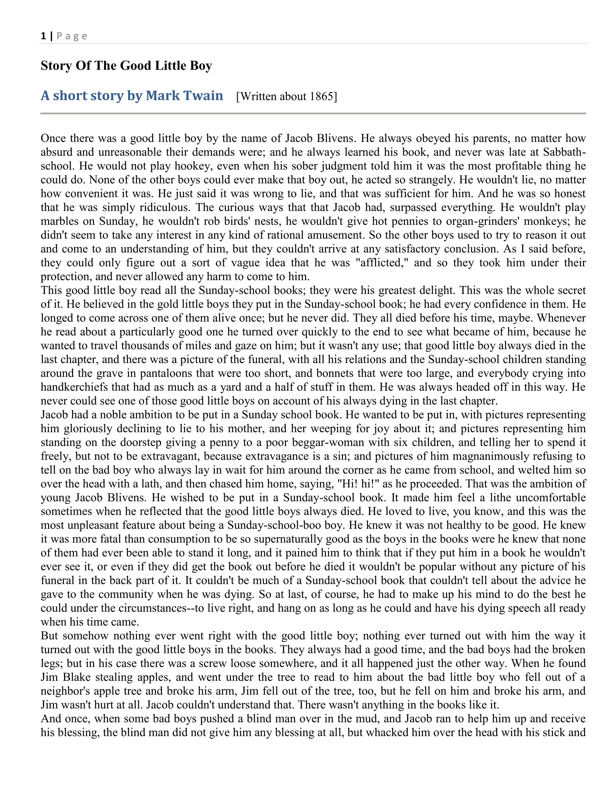 Mark twain's short story | DOCX