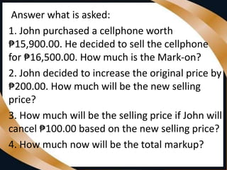 Business math - Mark on- up and Mark down | PPTX