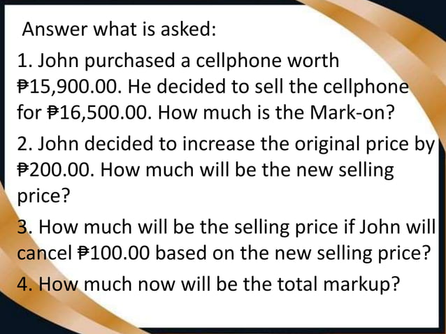 Business math - Mark on- up and Mark down | PPTX | Business | Business ...