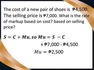 Business math - Mark on- up and Mark down | PPTX