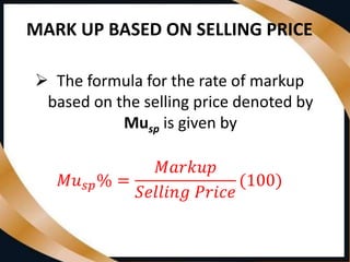 Business math - Mark on- up and Mark down | PPT