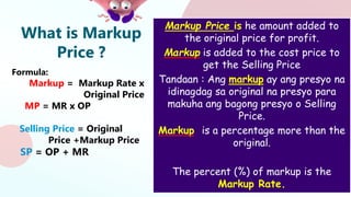 Lesson 1: Finding the Mark up Rate Mark up and Selling Price of an ...
