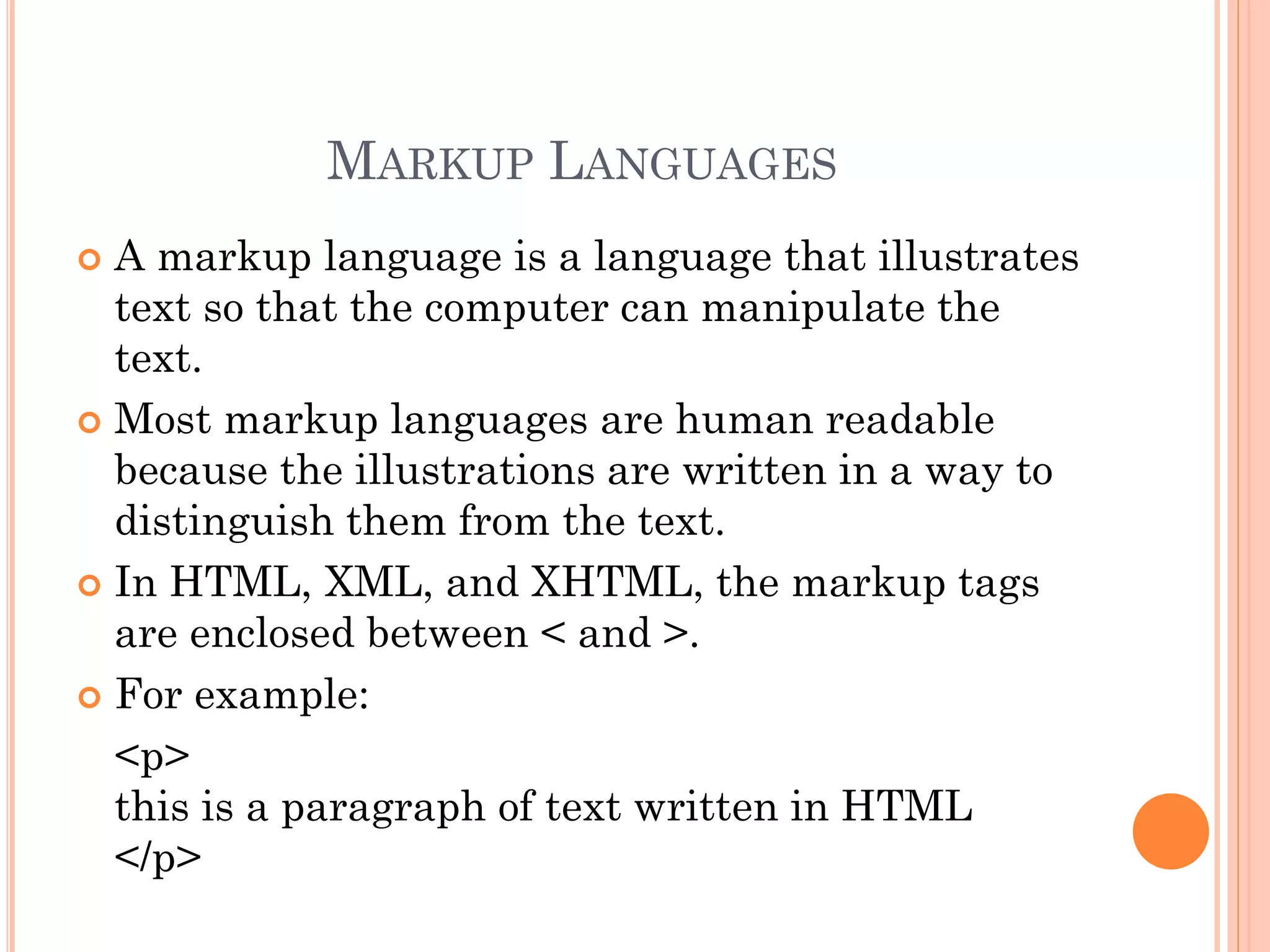 Markup Language Classification Designing Static And Dynamic Pptx Web Design And Html Internet