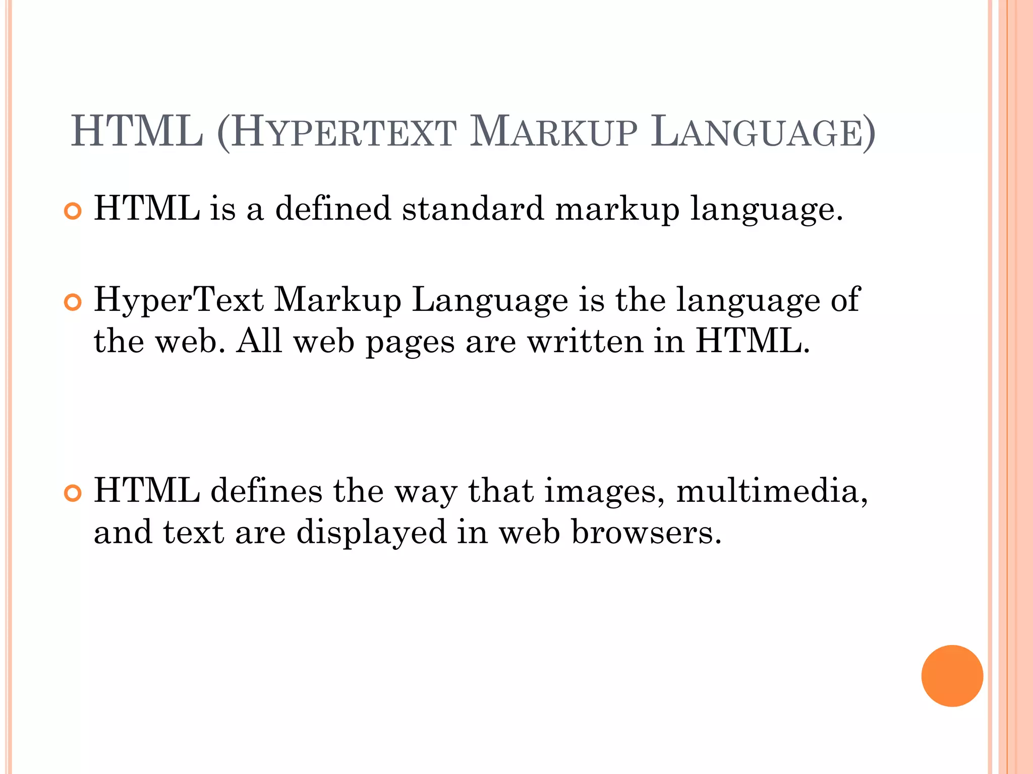 Markup Language Classification Designing Static And Dynamic Pptx Web Design And Html Internet