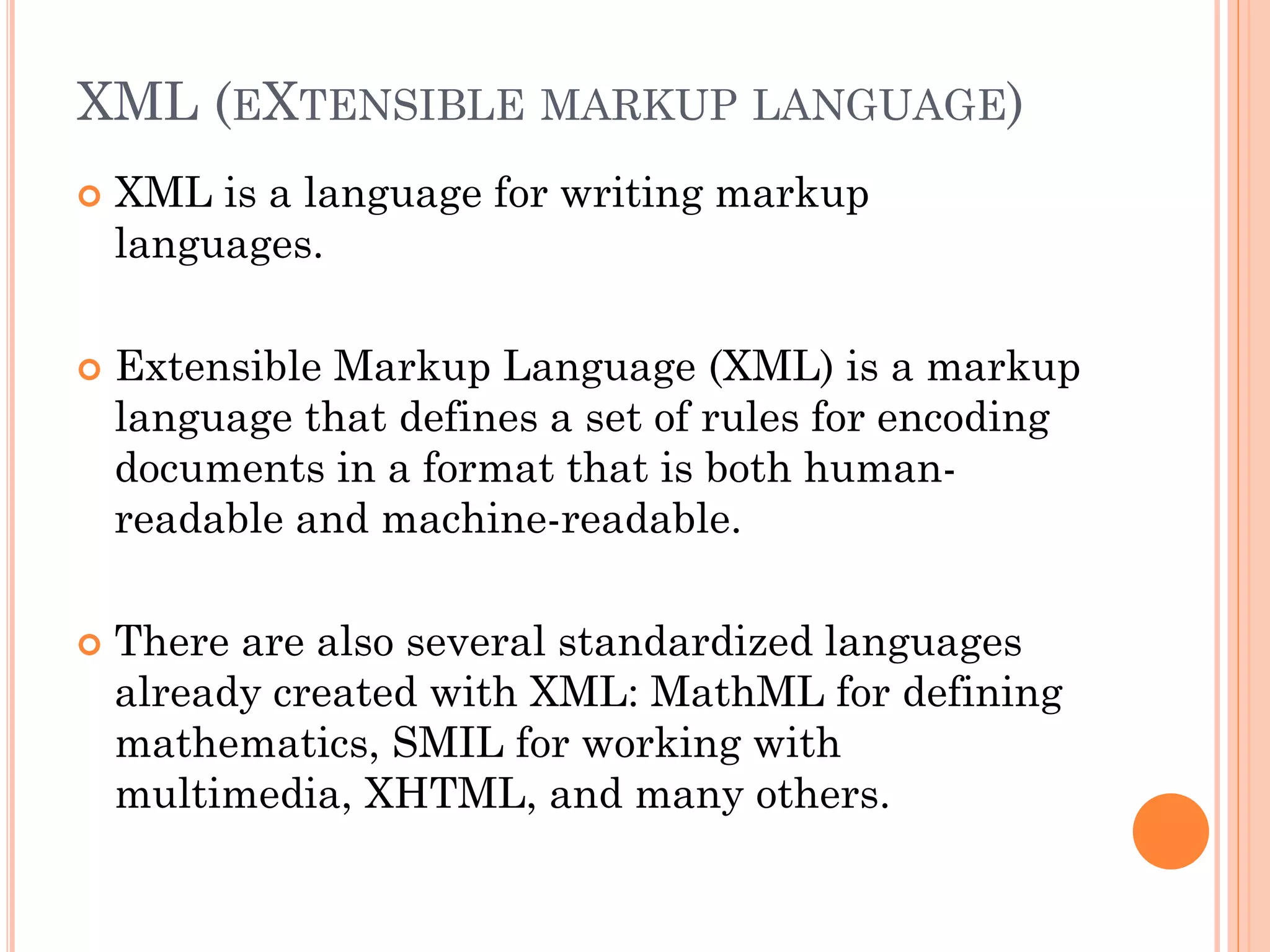 Markup language classification, designing static and dynamic | PPTX | Web Design and HTML | Internet