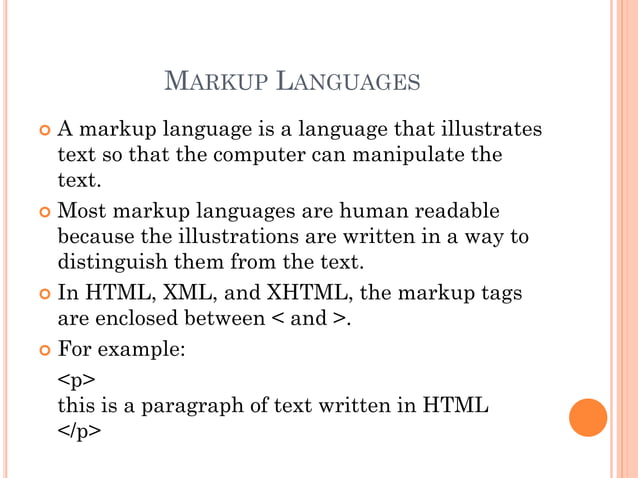 Markup language classification, designing static and dynamic | PPTX | Web Design and HTML | Internet