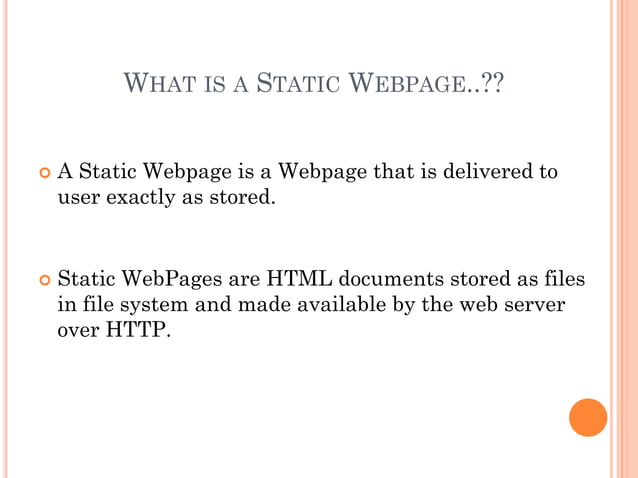 Markup language classification, designing static and dynamic | PPTX | Web Design and HTML | Internet