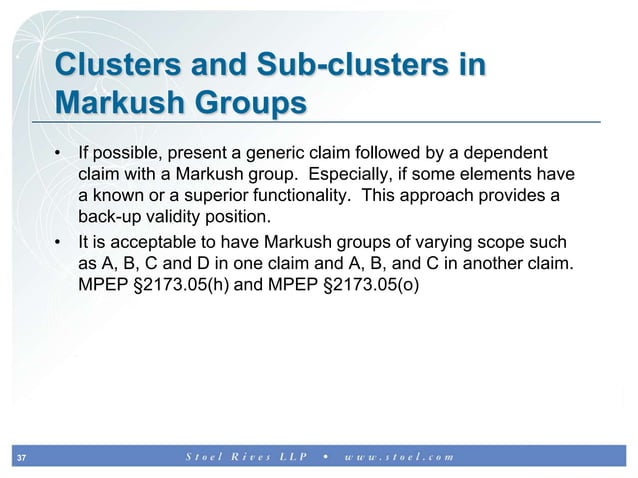 Markush Groups and other Alternative Claim Limitations | PPTX | Legal ...