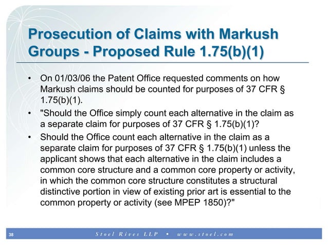 Markush Groups and other Alternative Claim Limitations | PPTX | Legal ...