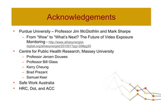 Video Exposure Monitoring – Reducing Peak Exposures | PPTX