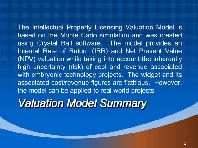 Intellectual Property Licensing Valuation Model | PPT