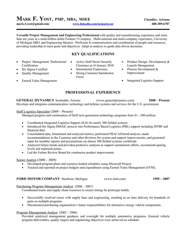 Mark Yost Resume For Upload | PDF