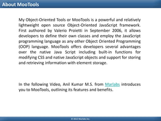 Marlabs Introduction to MooTools | PPT