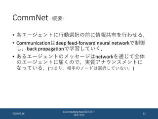 MARL communication (CommNet, TarMAC 論文紹介) | PPTX