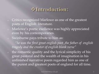 Marlowe's Use Poetic Power | PPTX