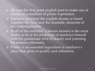 Marlowe's Use Poetic Power | PPTX