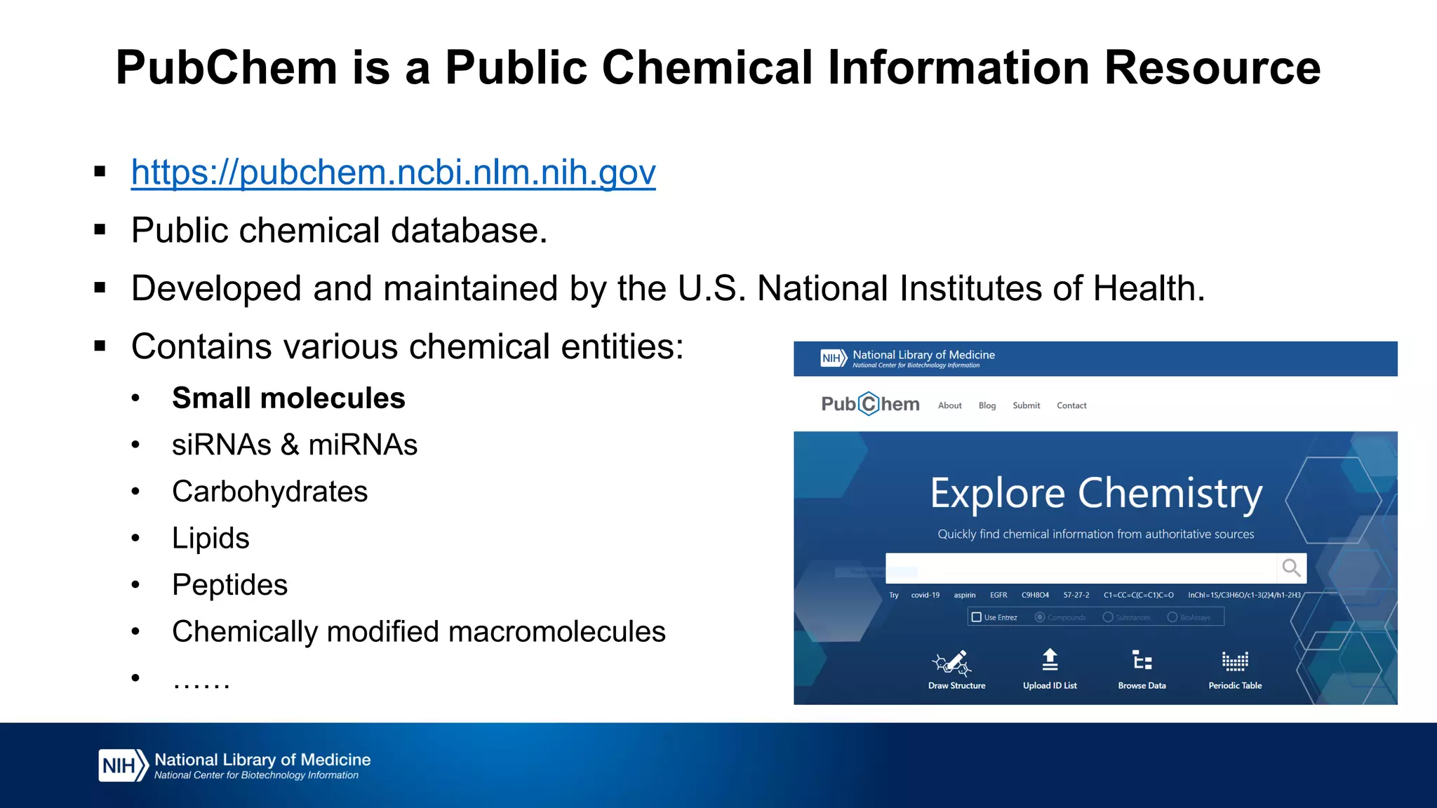 PubChem and its application for cheminformatics education | PPT