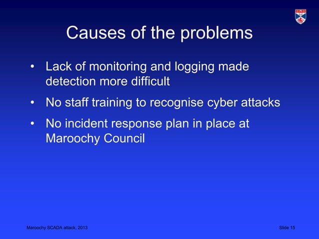 Maroochy water breach | PPTX | Information and Network Security | Computing
