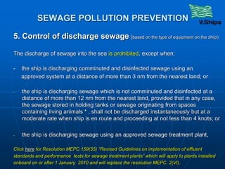 Annex IV or the Prevention of pollution of sewage from ships | PPTX