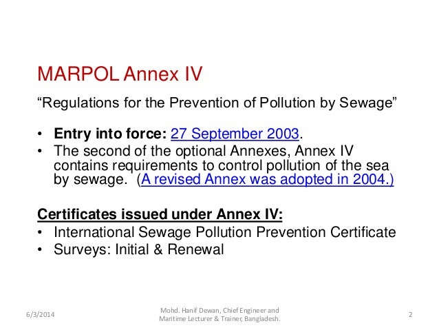 MARPOL Annex IV & Sewage Treatment Plant