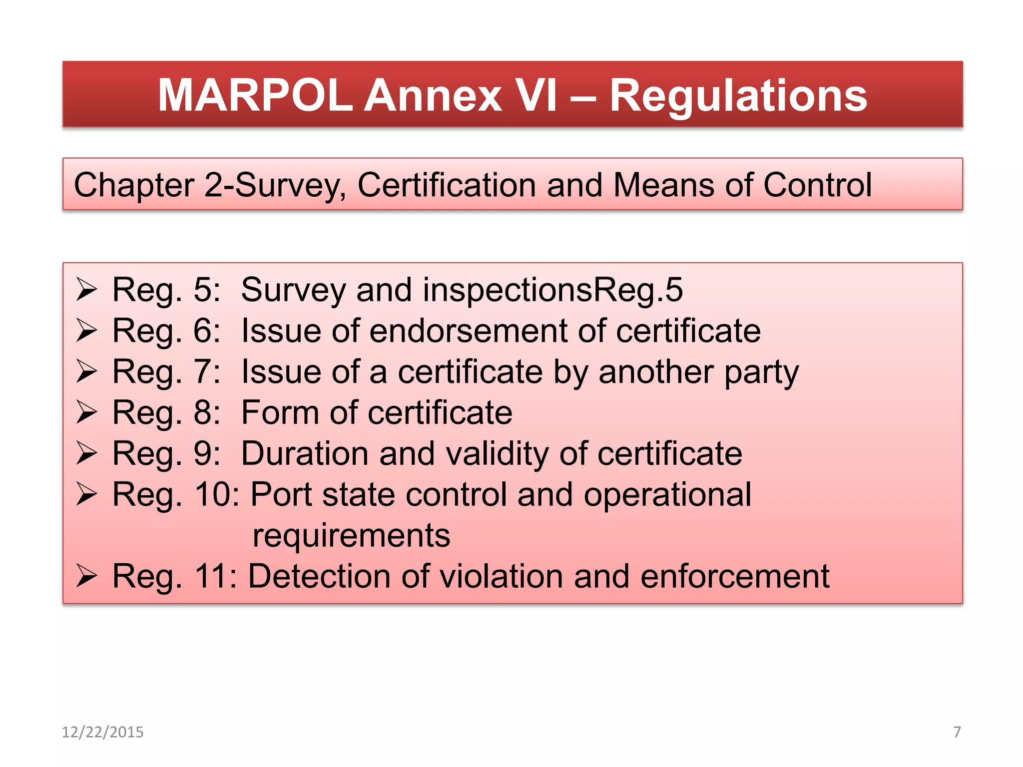 MARPOL Annex VI: Prevention of Air Pollution from Ships | PDF