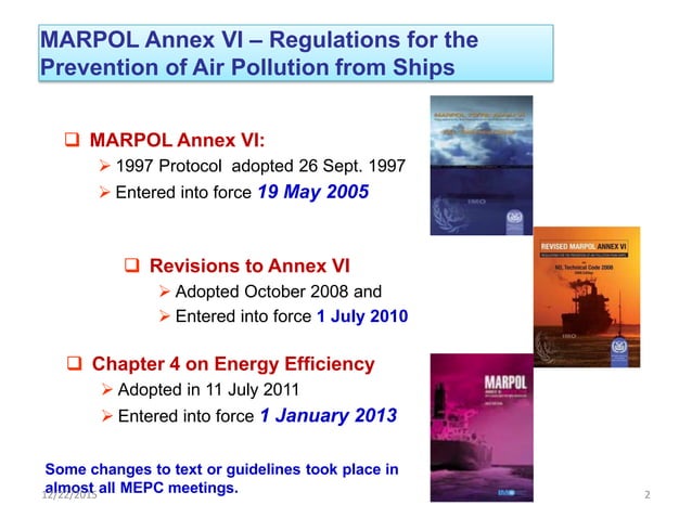 MARPOL Annex VI: Prevention of Air Pollution from Ships | PDF