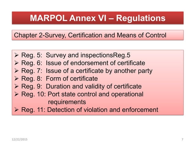 MARPOL Annex VI: Prevention of Air Pollution from Ships | PDF