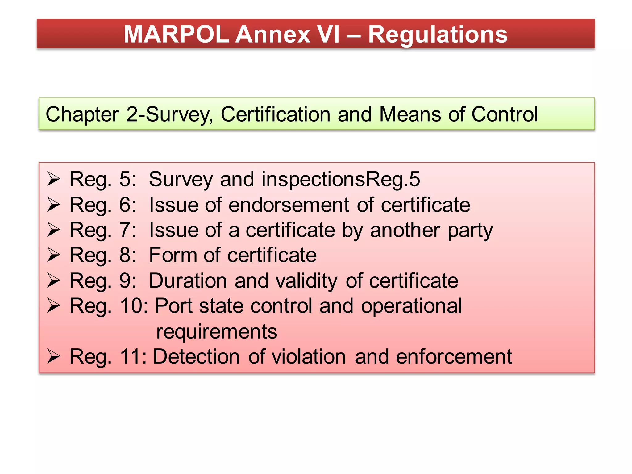 MARPOL Annex VI Chapter 1-3: “Air Pollution and GHG Emissions from ...