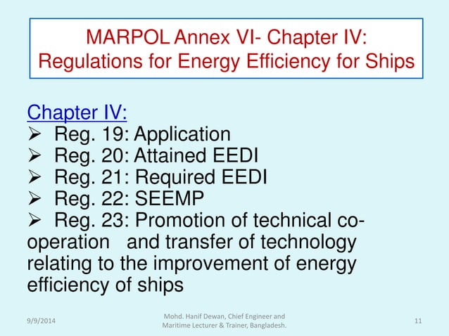 Marpol Annex VI Chapter IV- GHG Emissions and Energy Efficiency ...